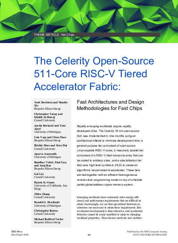 (PDF) The Celerity Open-Source 511-Core RISC-V Tiered Accelerator ...