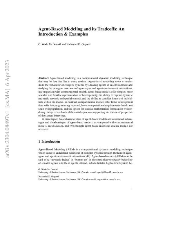 (PDF) Agent-Based Modeling and its Tradeoffs: An Introduction & Examples