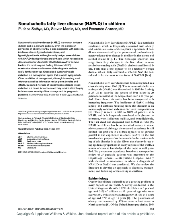 (PDF) Nonalcoholic fatty liver disease (NAFLD) in children