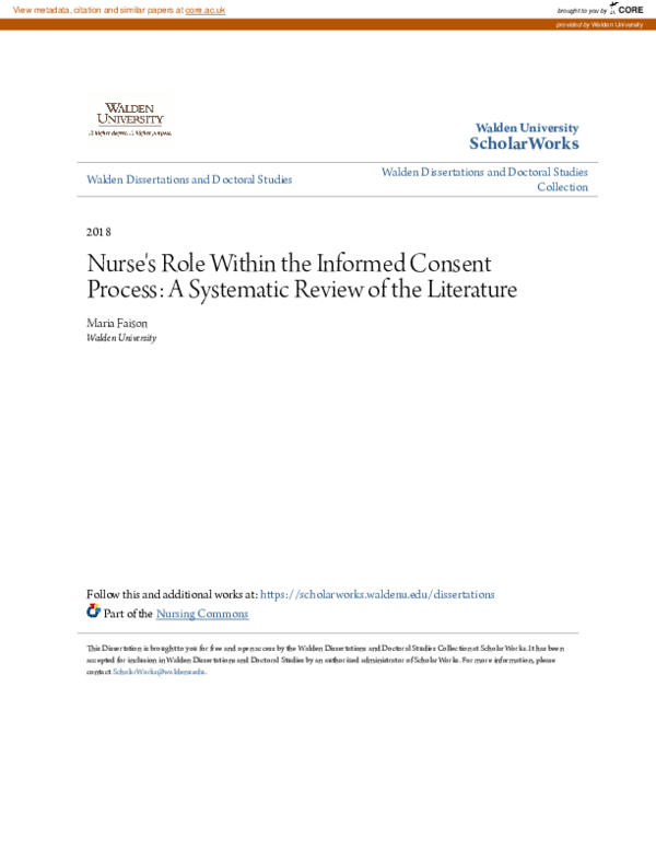 (PDF) Nurse\u27s Role Within the Informed Consent Process: A Systematic Review of the Literature