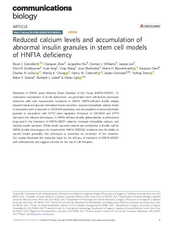 (PDF) Reduced calcium levels and accumulation of abnormal insulin ...