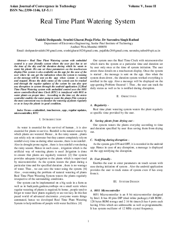 (PDF) Real Time Plant Watering System