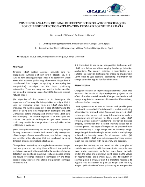 (PDF) Complete Analysis of Using Different Interpolation Techniques for Change Detection ...