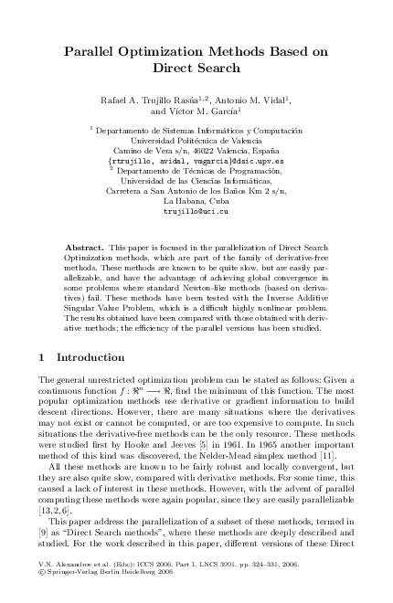 (PDF) Parallel Optimization Methods Based on Direct Search