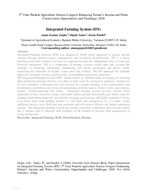(PDF) Integrated Farming System (IFS)