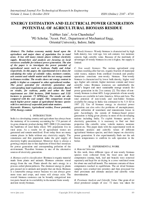 (PDF) Energy Estimation and Electrical Power Generation Potential of ...