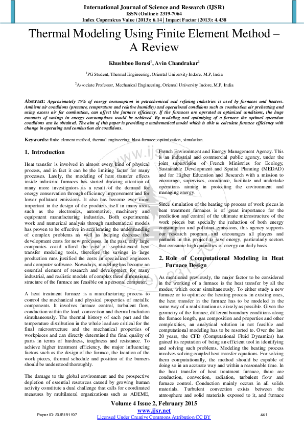 (PDF) Thermal Modeling Using Finite Element Method – A Review
