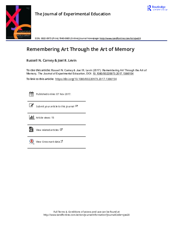 (PDF) Remembering Art Through the Art of Memory