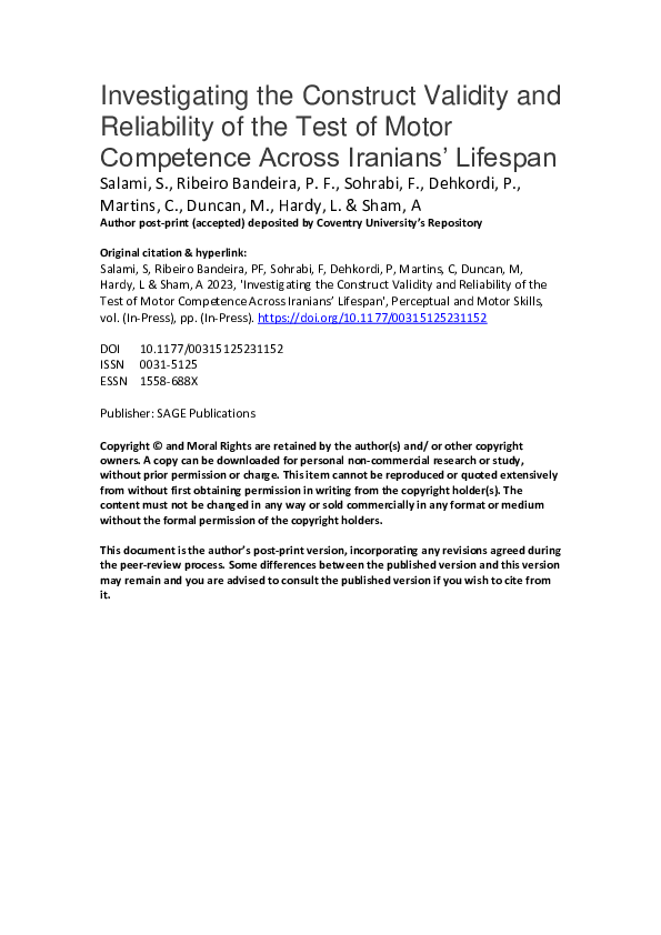 (PDF) Investigating the Construct Validity and Reliability of the Test ...