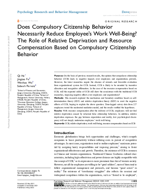(PDF) Does Compulsory Citizenship Behavior Necessarily Reduce Employee ...