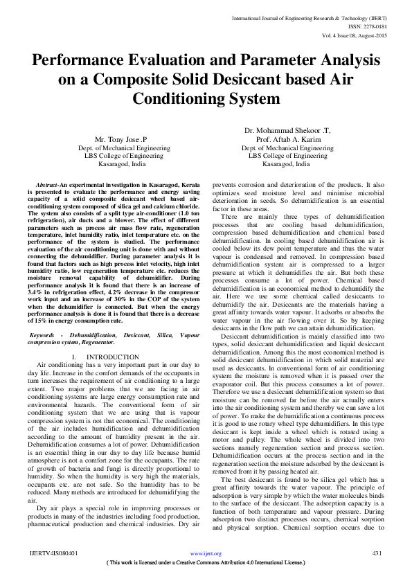 (PDF) Performance Evaluation and Parameter Analysis on a Composite Solid Desiccant based Air ...