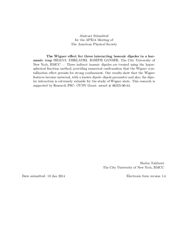 (PDF) The Wigner effect for three interacting bosonic dipoles in a ...