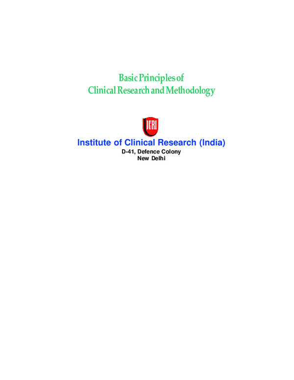 (PDF) Basic Principles of Clinical Research and Methodology