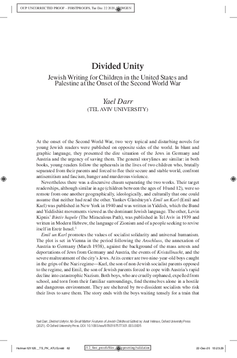 (PDF) Divided Unity: Jewish Writing for Children in the Unites States ...