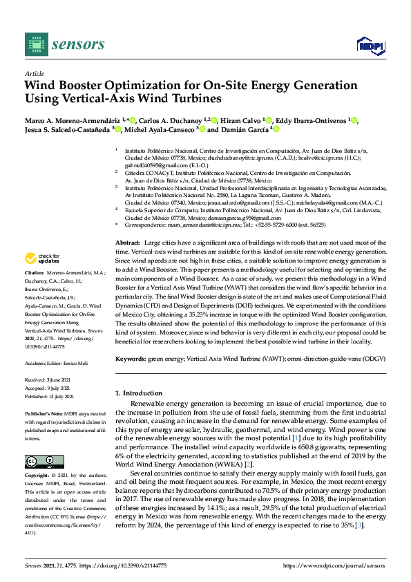 (PDF) Wind Booster Optimization for On-Site Energy Generation Using ...