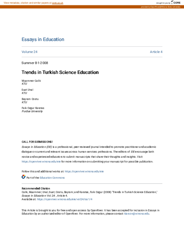 (PDF) Trends In Turkish Science Education