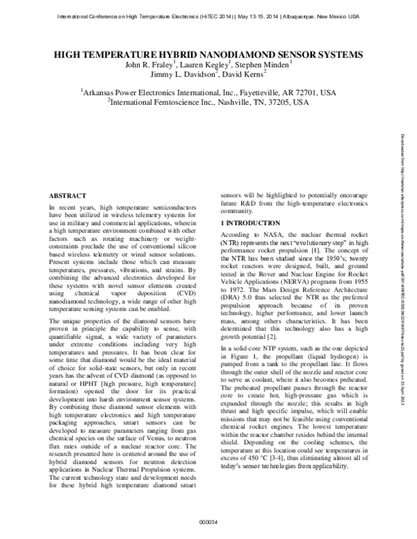 (PDF) High Temperature Hybrid Nanodiamond Sensor Systems