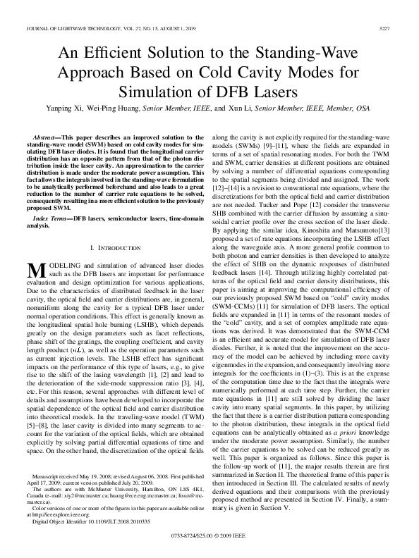 (PDF) An Efficient Solution to the Standing-Wave Approach Based on Cold ...