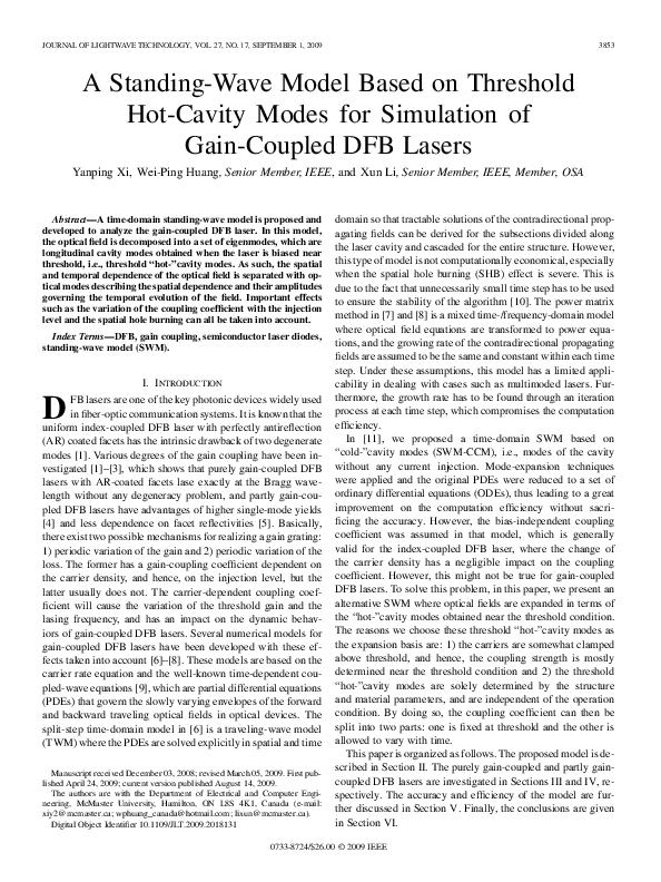 (PDF) A Standing-Wave Model Based on Threshold Hot-Cavity Modes for ...