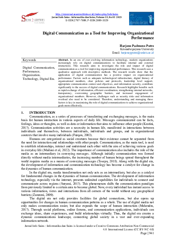 (PDF) Digital Communication as a Tool for Improving Organizational Performance