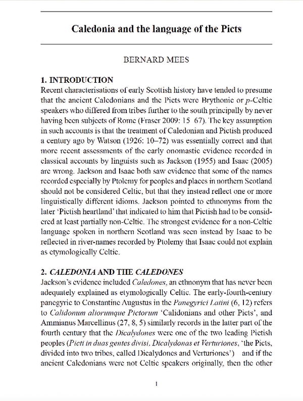 (PDF) Caledonia and the language of the Picts