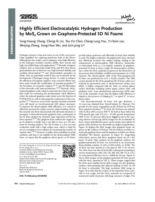 (PDF) Highly Efficient Electrocatalytic Hydrogen Production by MoSx ...