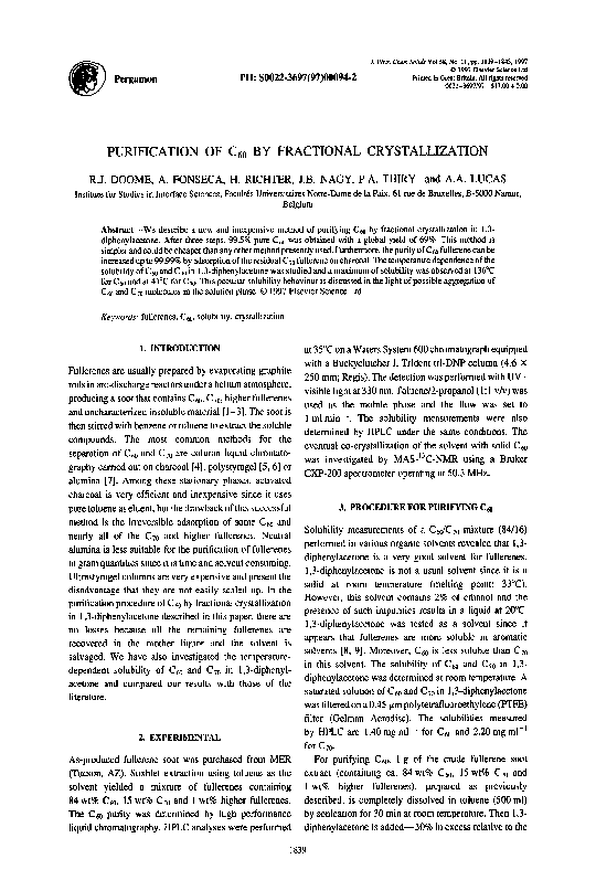 (PDF) Purification of C60 by fractional crystallization