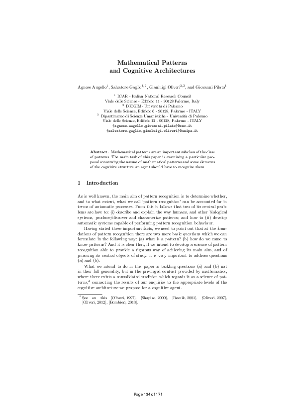 (PDF) Mathematical Patterns and Cognitive Architectures