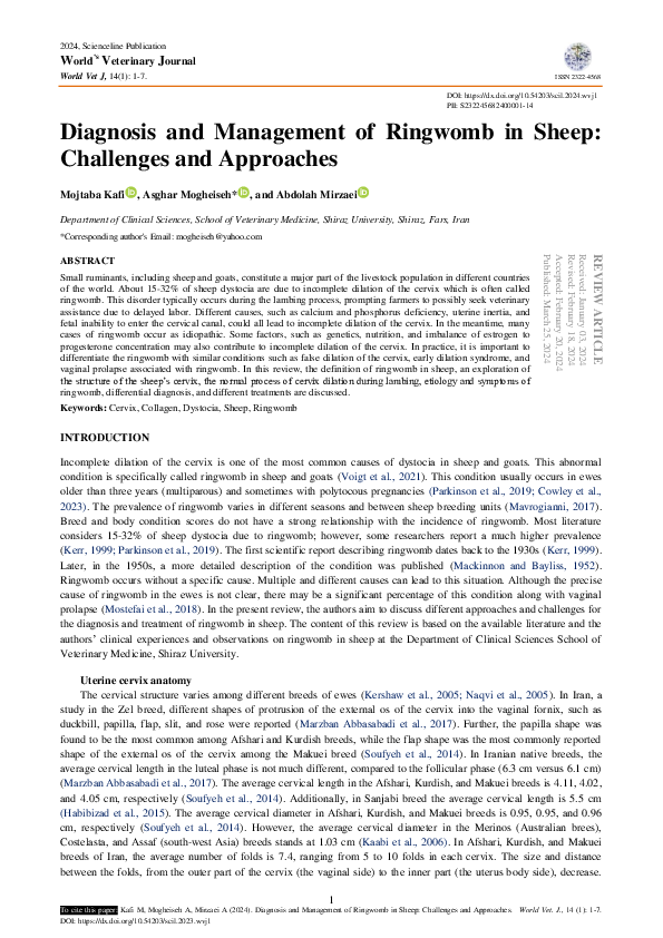 (PDF) Diagnosis and Management of Ringwomb in Sheep: Challenges and ...