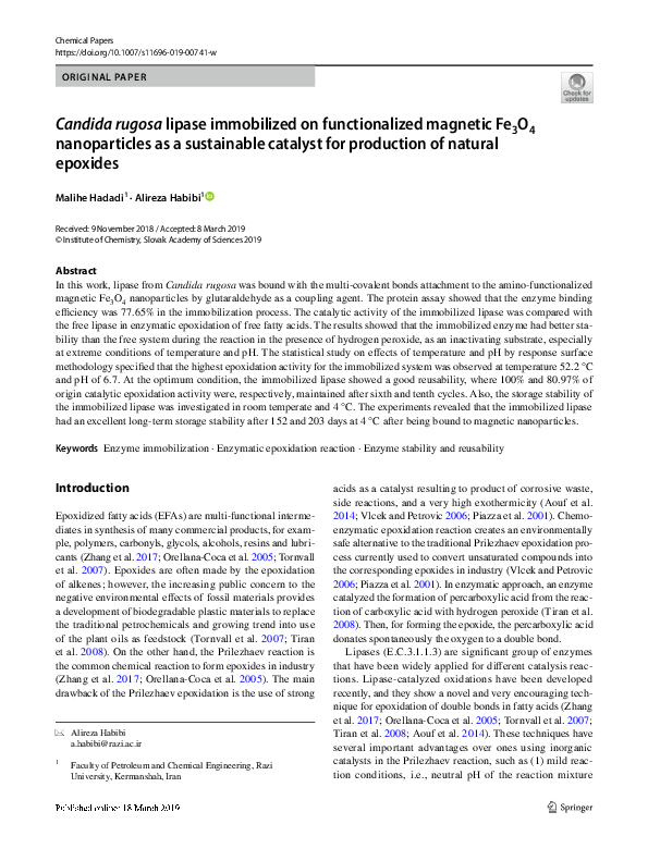 (PDF) Candida rugosa lipase immobilized on functionalized magnetic ...