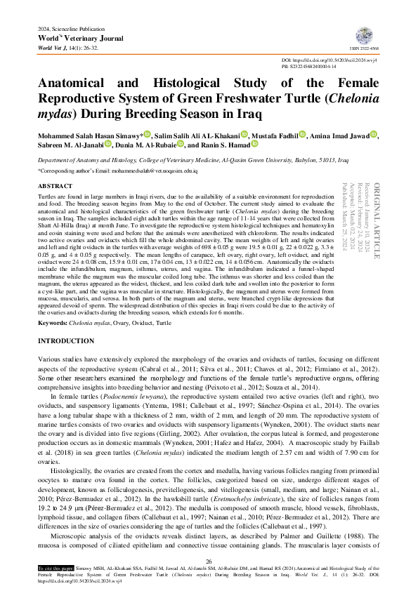 (PDF) Anatomical and Histological Study of the Female Reproductive ...
