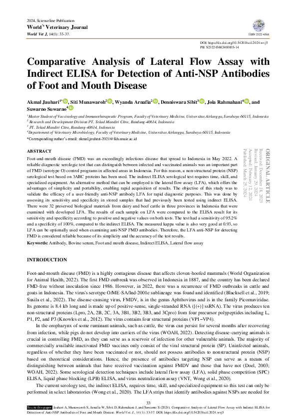 (PDF) Comparative Analysis of Lateral Flow Assay with Indirect ELISA ...