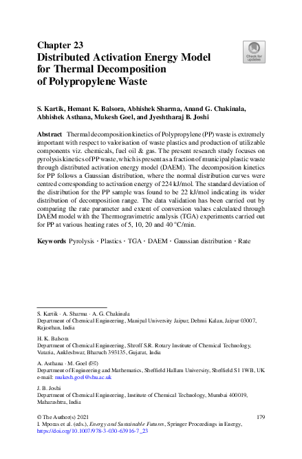(PDF) Distributed Activation Energy Model for Thermal Decomposition of ...