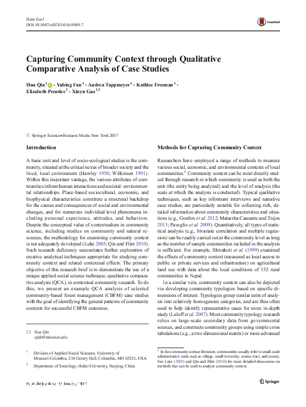 (PDF) Capturing Community Context through Qualitative Comparative ...