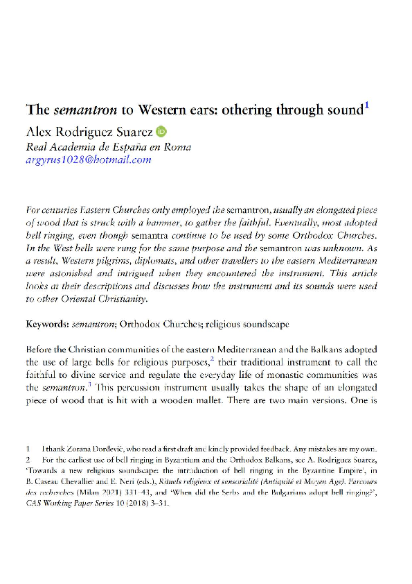 (PDF) The semantron to Western ears: othering through sound