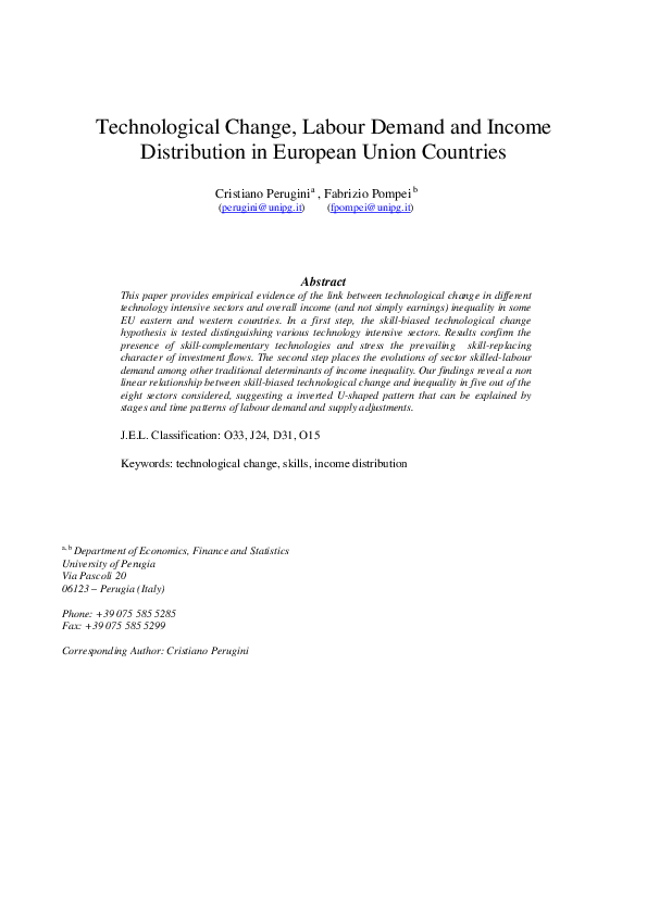 (PDF) Technological change and income distribution in Europe