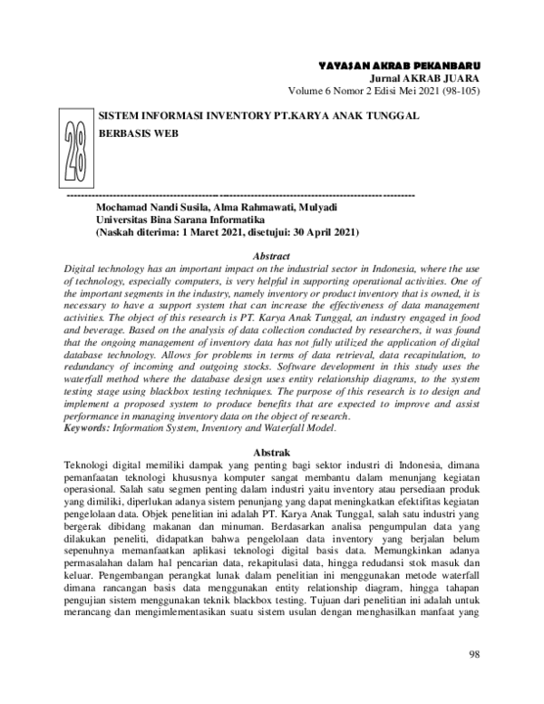 (PDF) Sistem Informasi Inventory PT.KARYA Anak Tunggal Berbasis Web
