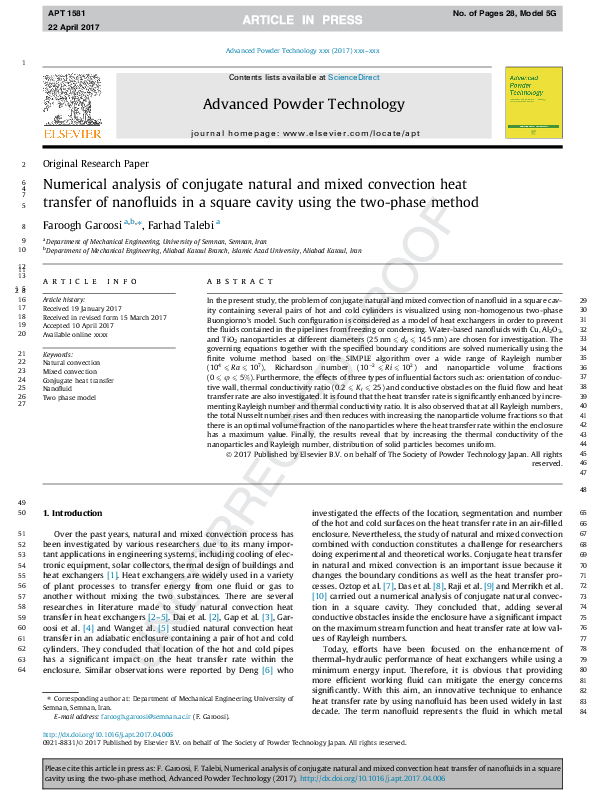 Pdf Numerical Analysis Of Conjugate Natural And Mixed Convection Heat