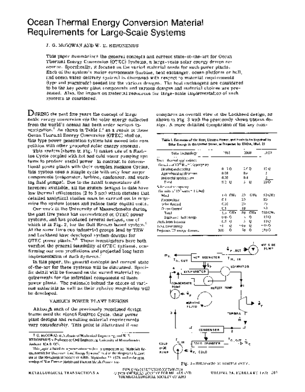 (PDF) Ocean thermal energy conversion material requirements for large ...