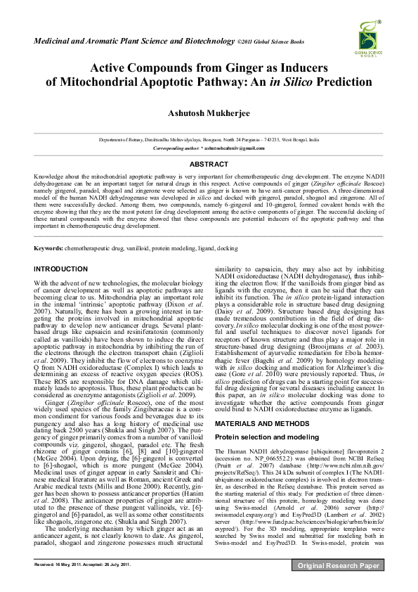 (PDF) Active Compounds from Ginger as Inducers of Mitochondrial ...