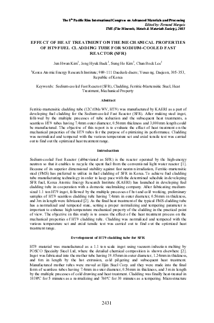 (PDF) Effect of Heat Treatment on the Mechanical Properties of HT9 Fuel ...