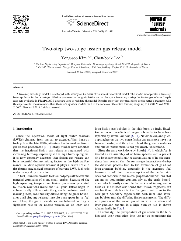 (PDF) Two-step two-stage fission gas release model