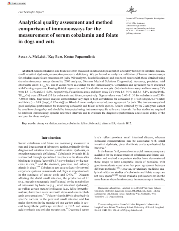 (PDF) Analytical quality assessment and method comparison of two ...