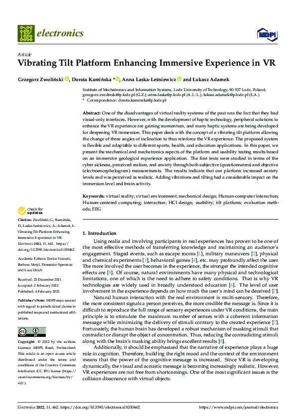 (PDF) Vibrating Tilt Platform Enhancing Immersive Experience in VR