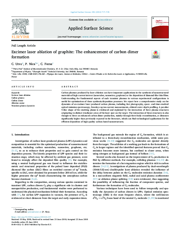 (PDF) Excimer laser ablation of graphite: The enhancement of carbon ...