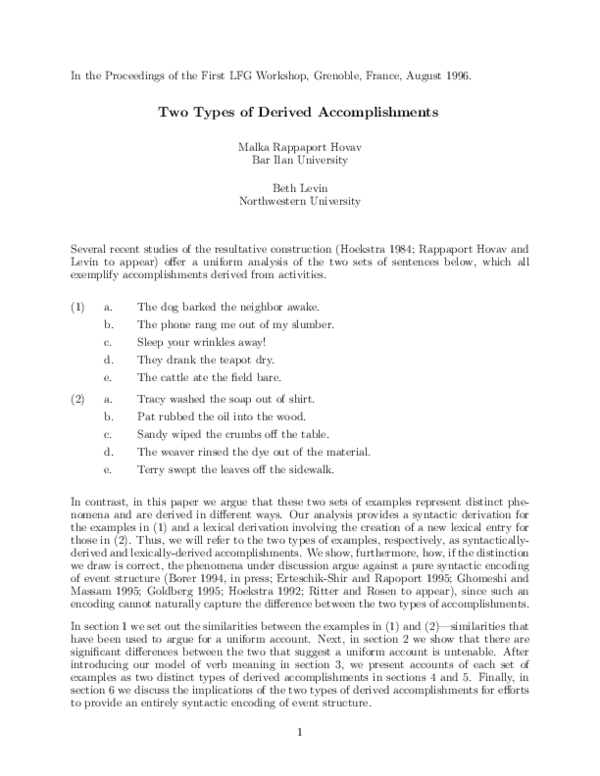 (PDF) Two Types of Derived Accomplishments