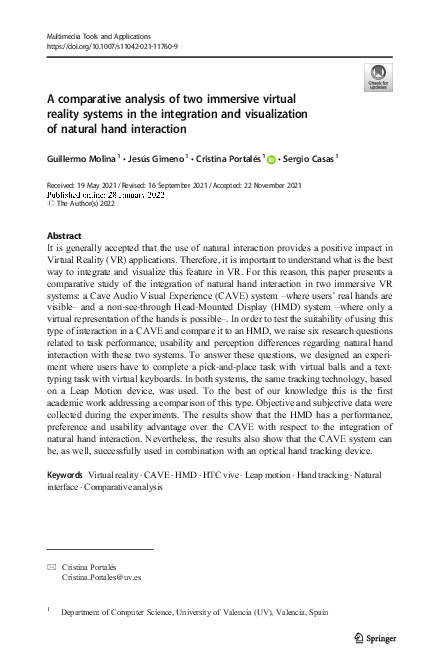 (PDF) A comparative analysis of two immersive virtual reality systems in the integration and ...