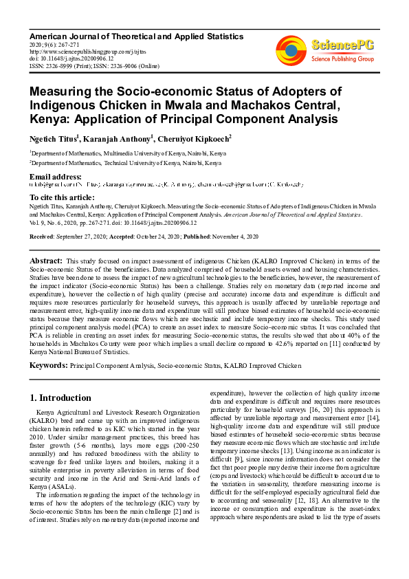 (PDF) Measuring the Socio-economic Status of Adopters of Indigenous ...