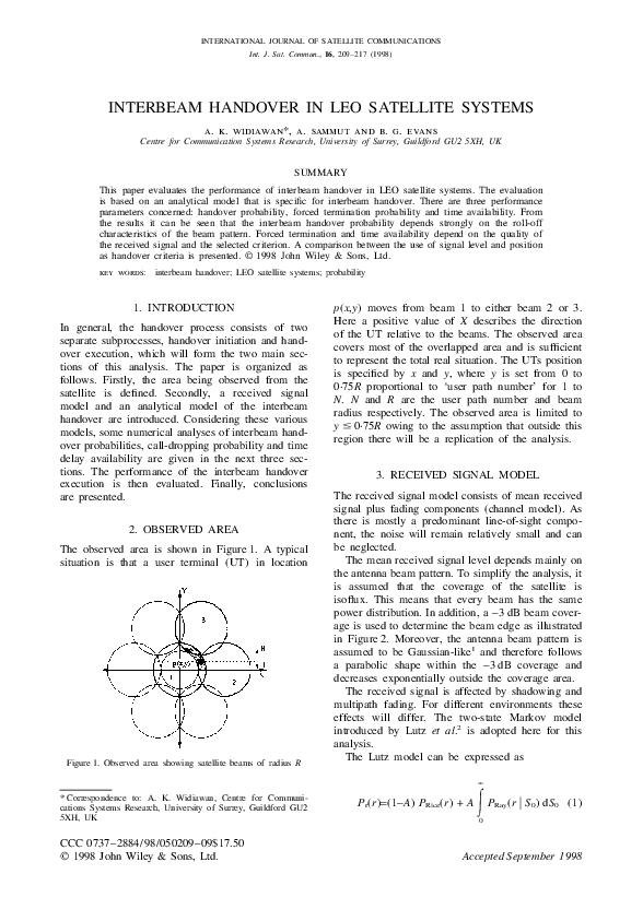 (PDF) Interbeam handover in LEO satellite systems