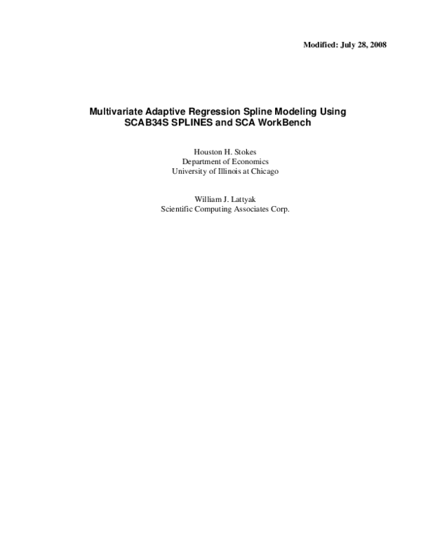 (PDF) Multivariate Adaptive Regression Spline Modeling Using SCAB34S SPLINES and SCA WorkBench